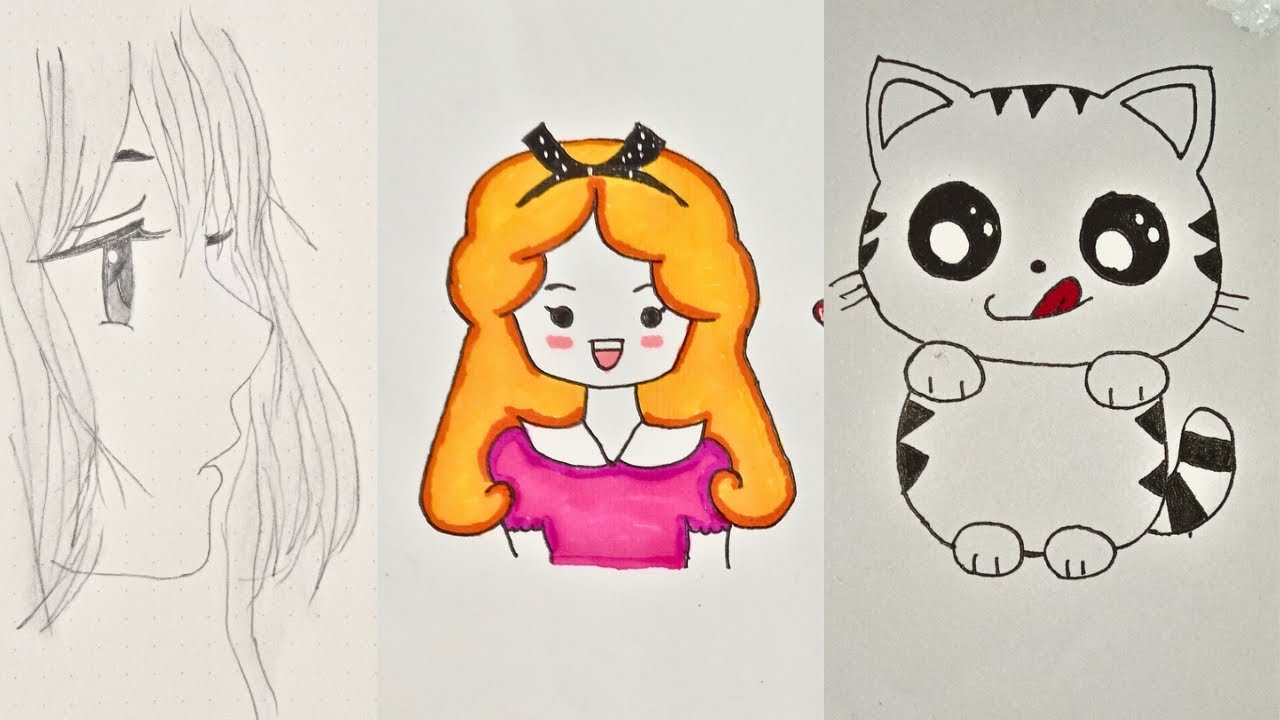 Satisfying Arts || Simple Easy Drawing Tricks || Cute arts - YouTube