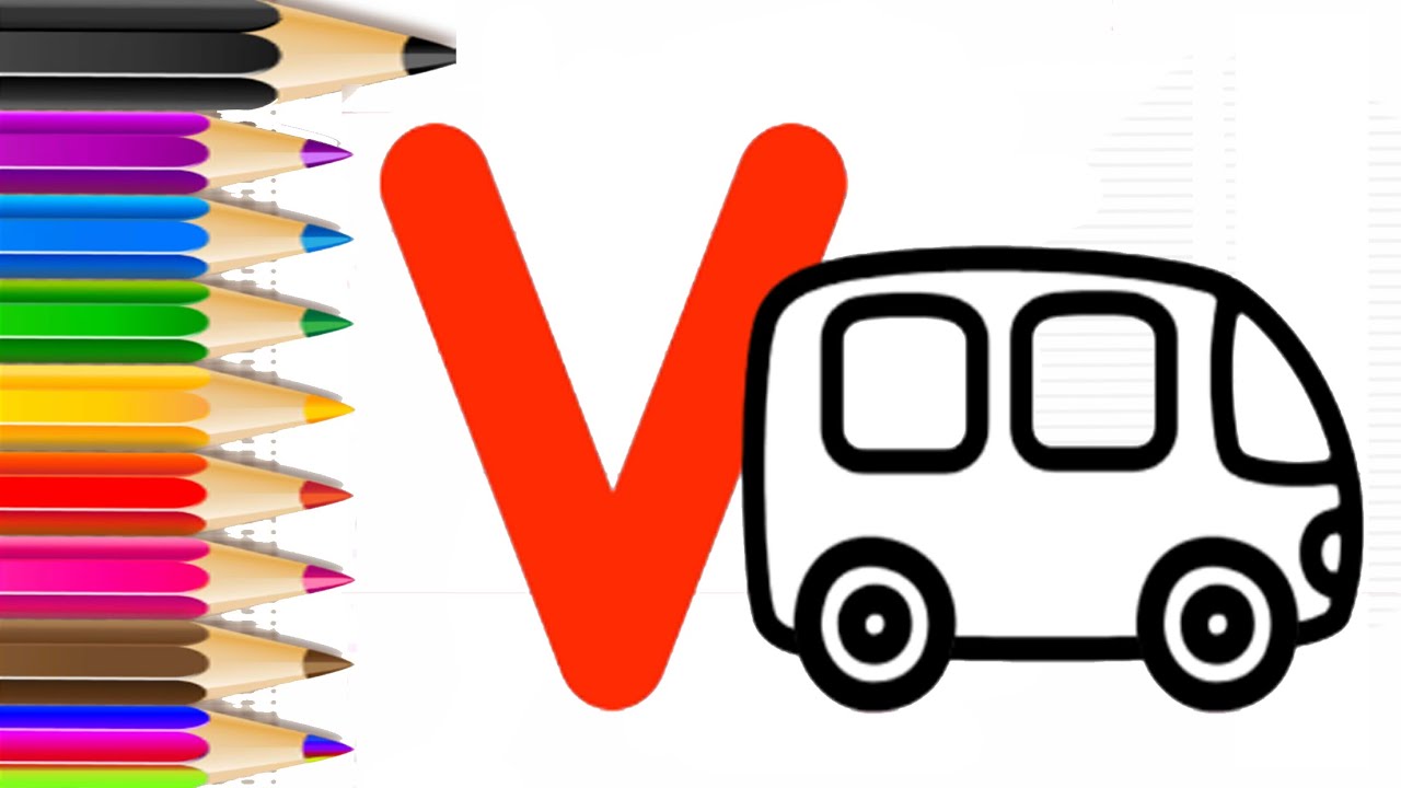 How to Draw a Van for Letter V ? - Learn ABC Alphabet with Drawing ...