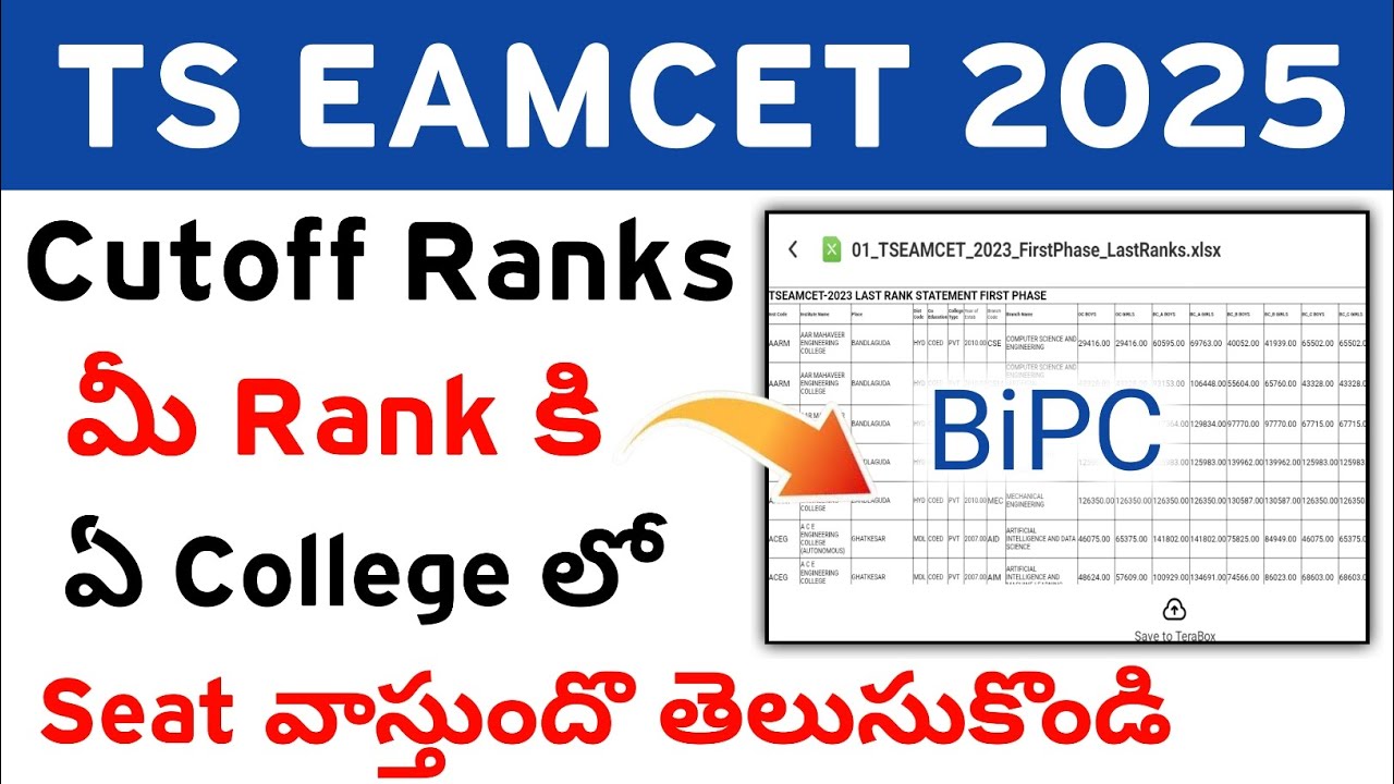 Ts eamcet 2025 Bipc ranks vs colleges vs Branches | TS Eamcet 2025 ...