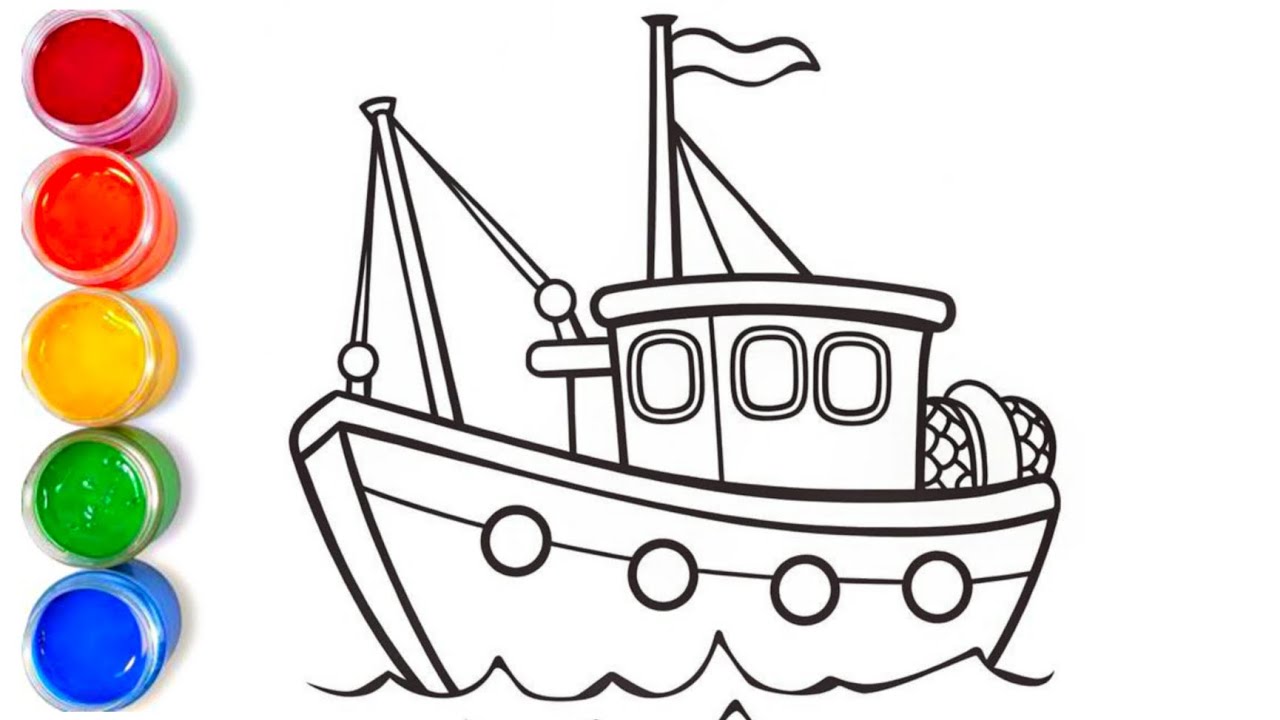 How to draw easy boat | easy drawing step by step for kids - YouTube