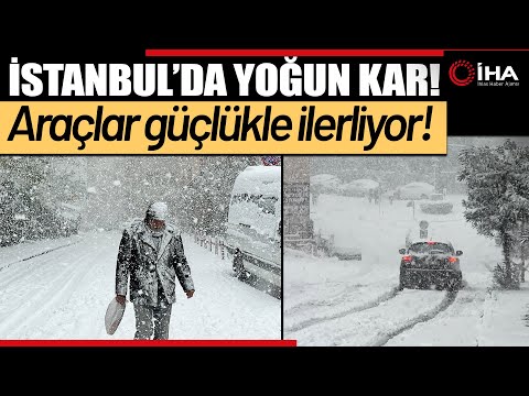 İstanbul'da kar yağışı, araçlar güçlükle ilerledi