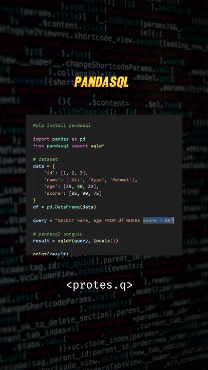 PANDASQL #py #python #kod #kodlama #programlama #yazılım #bilişim #developer #software - YouTube
