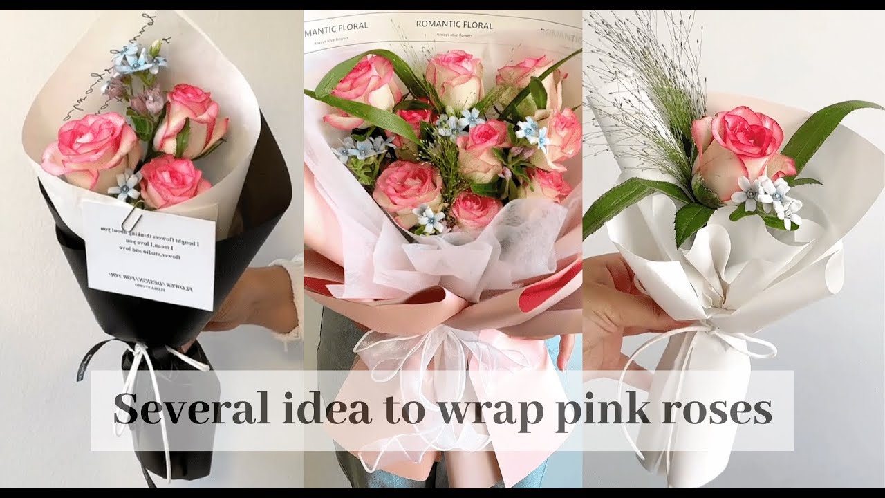 Pink Roses Flower Bouquet Wrapping Tutorials(35) | Flower Bouquet ...