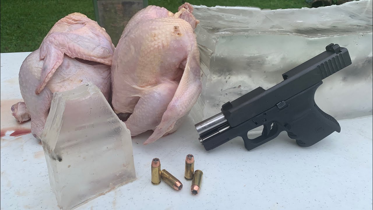 Glock 29 10mm Ballistics Gel Chicken - YouTube
