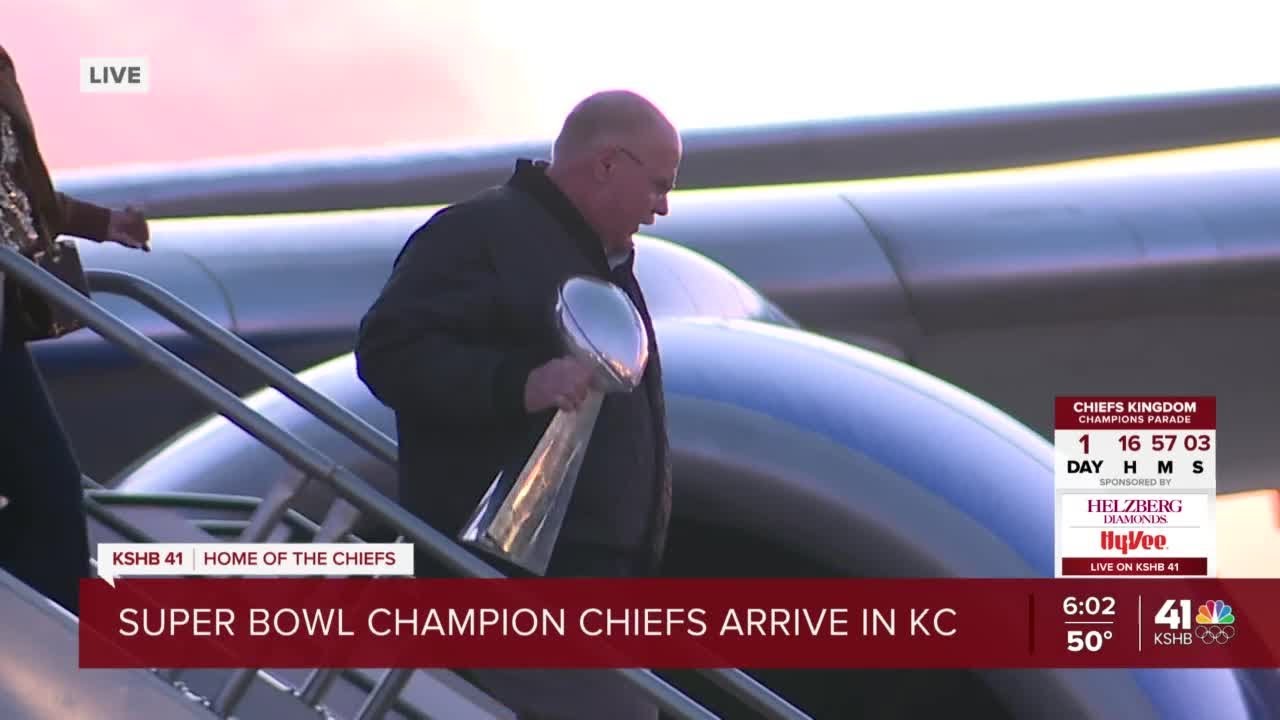 Andy Reid emerges with Lombardi Trophy - YouTube