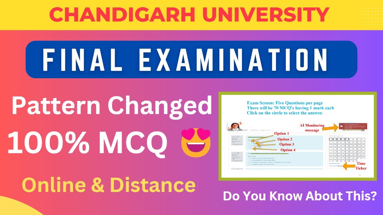 100% MCQ? 😍 | Chandigarh University Final Exam Pattern Changed | CUIDOL ...