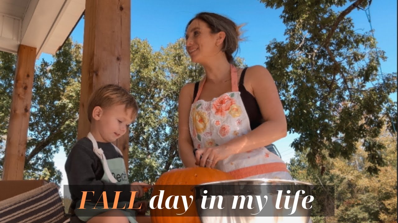 Fall Day in the Life Mom of 2 + Pumpkin Carving, crispy weather vlog ...