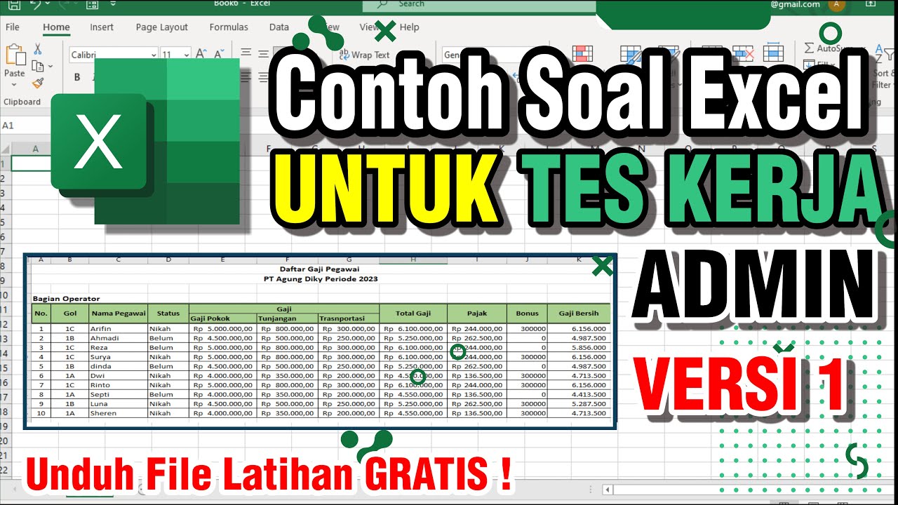 Latihan Soal Excel Yang Sering keluar Untuk Tes Kerja Part 1 - Agung ...