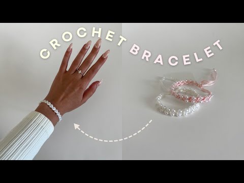 EASY crochet pearl bracelet tutorial ♡ crochet friendship bracelet ♡ very beginner friendly