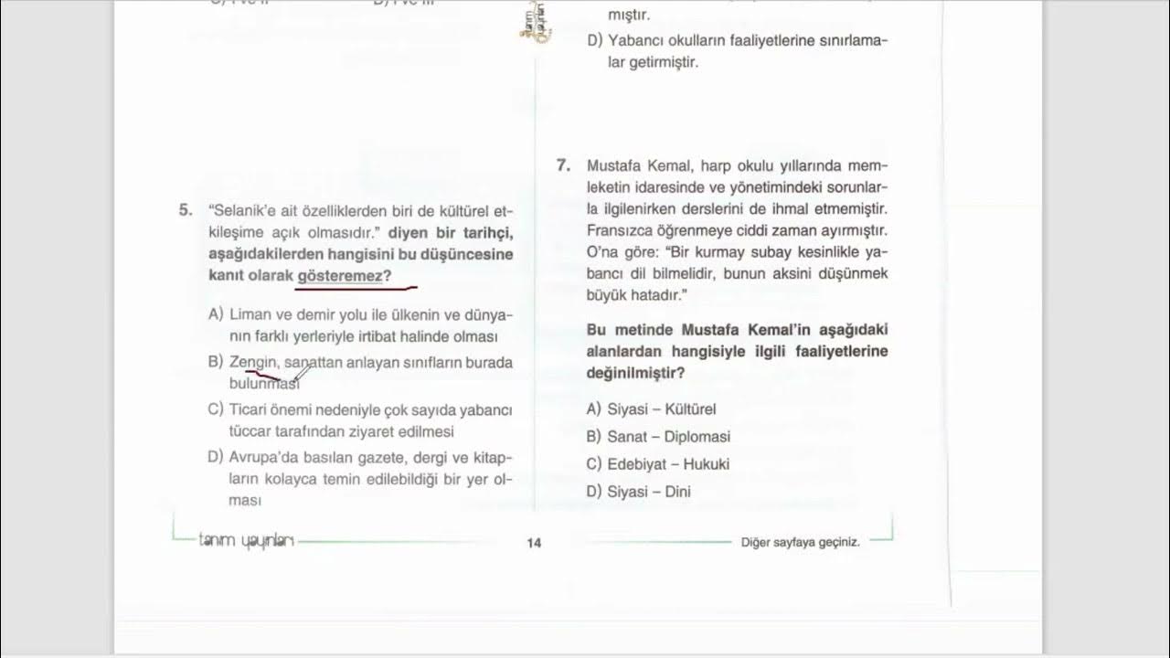 İz EĞİtİm Kurumlari 2023 2024 Lgs Tanim Yayinlari Denemesİ İnkilap