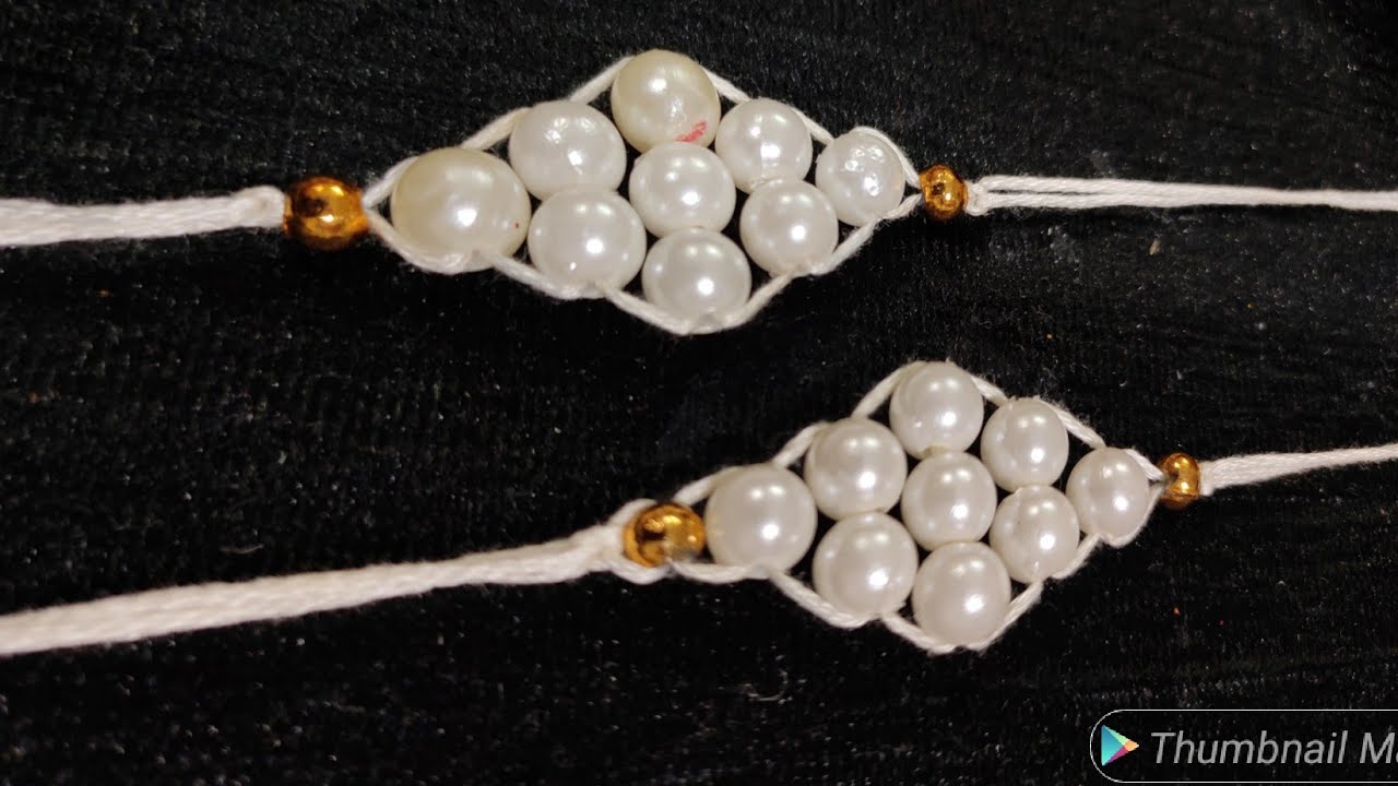 Handmade rakhi with pearl/rakhi making ideas at home/how to make easy ...
