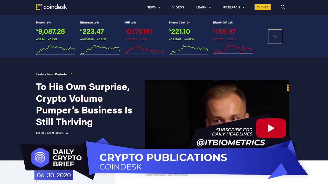 Daily Crypto Brief for Tuesday, June 30, 2020. by ITBiometrics - YouTube