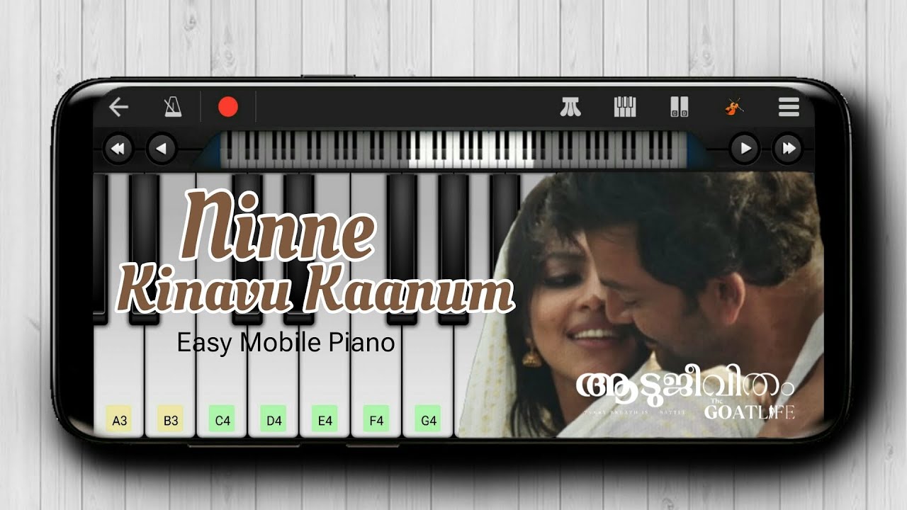 Ninne Kinavu Kaanum | ആടുജീവിതം | Easy Mobile Piano | Perfect Piano ...