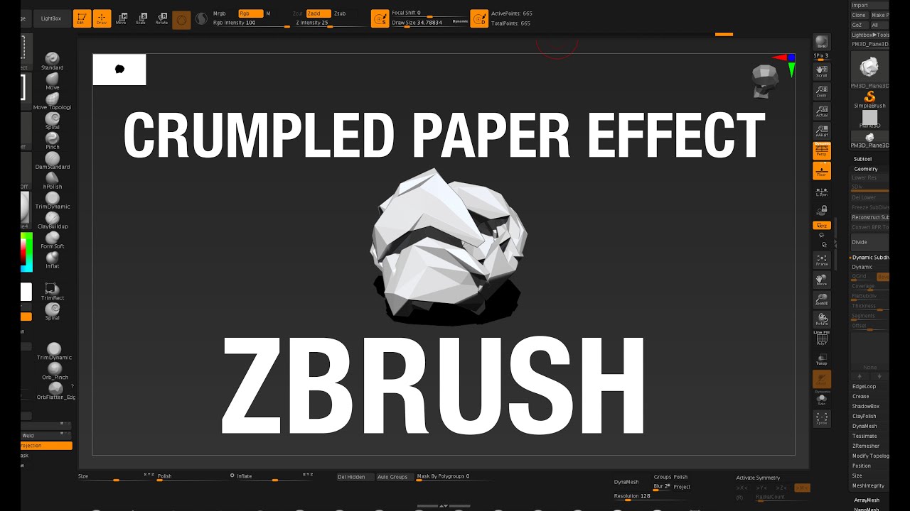 Crumpled Paper Effect - zBrush - YouTube