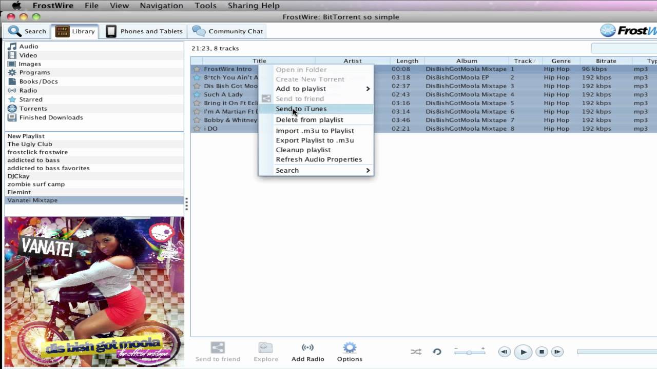 FrostWire 5: How to send songs to iTunes - YouTube