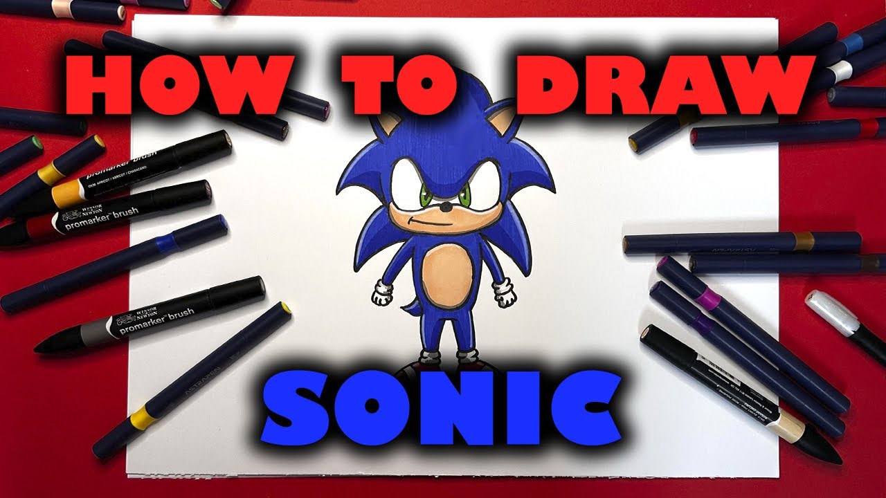 How to draw Sonic the Hedgehog | Drawing lessons for Kids | Sonic ...