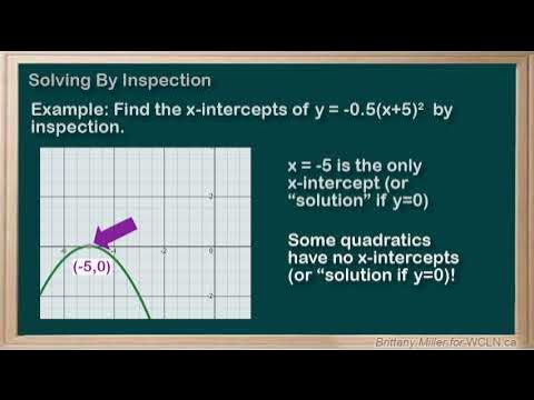 WCLN - Math - Quadratics - Solving by Inspecting the Graph - YouTube