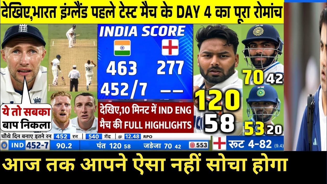 4 58 India vs England 1st Test Match Day 4 Highlights: IND VS ENG 1st ...