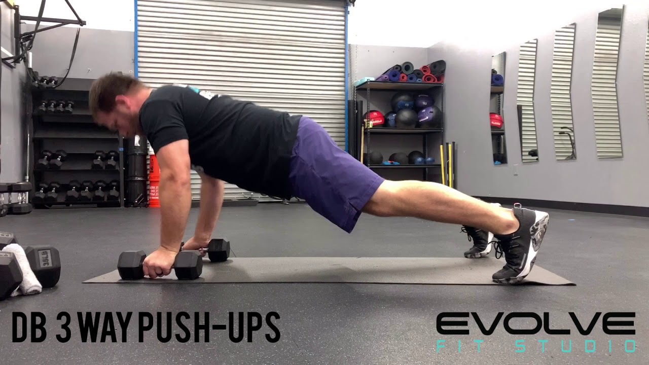 DB 3 Way Push ups - YouTube