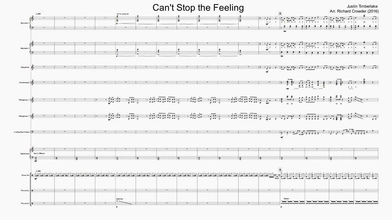 Can't Stop the Feeling Front Ensemble Arrangement - YouTube