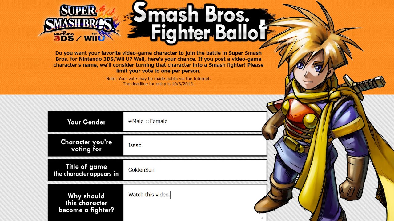 Vote for Isaac - My Ideas & Moveset - Super Smash Bros Fighter Ballot ...