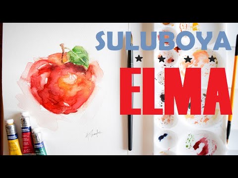 Suluboya Elma Eskizi ( How to make watercolor apple )