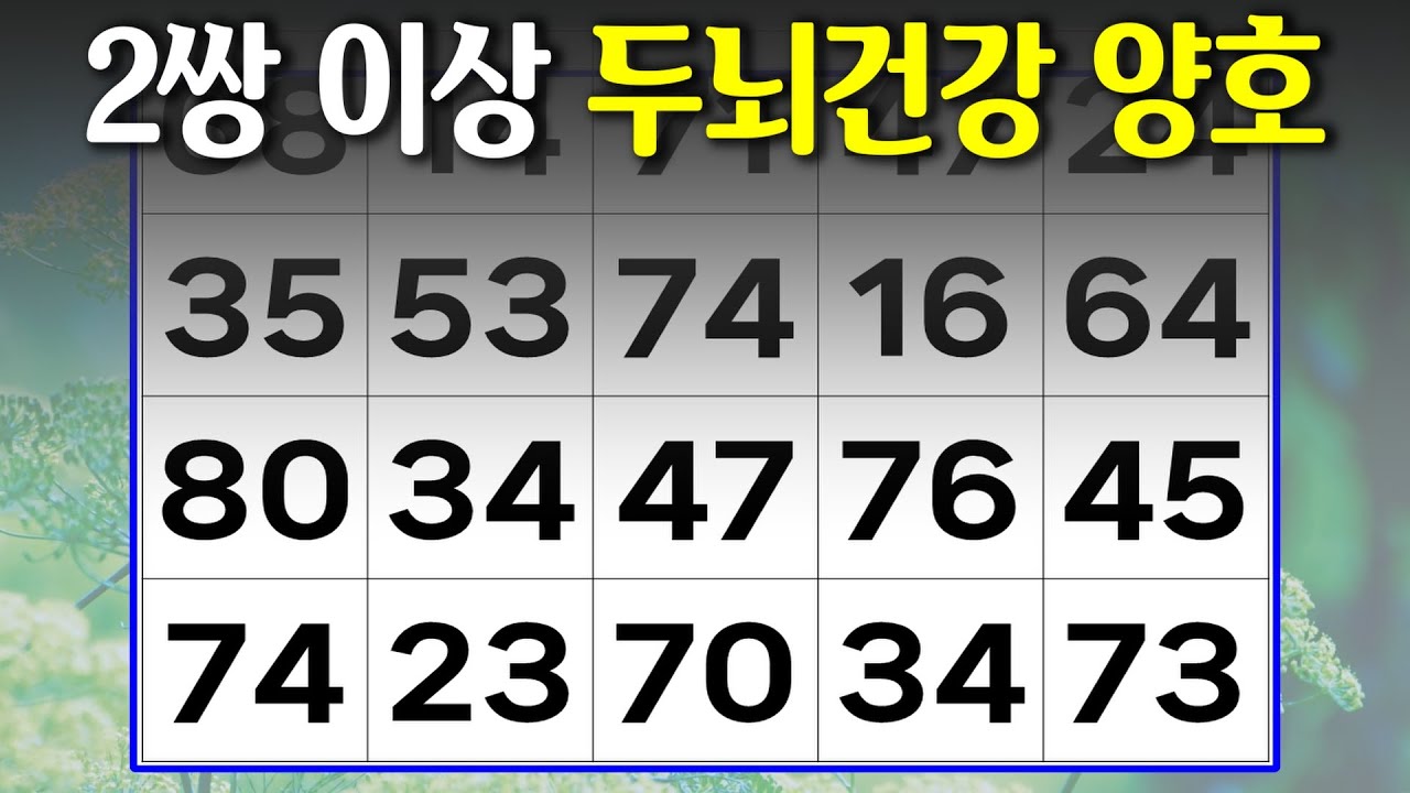 2쌍 이상 두뇌건강 양호 숫자찾기 퀴즈 같은숫자찾기 치매예방퀴즈 두뇌건강 치매테스트 두뇌운동 숫자퀴즈 치매예방활동 Youtube