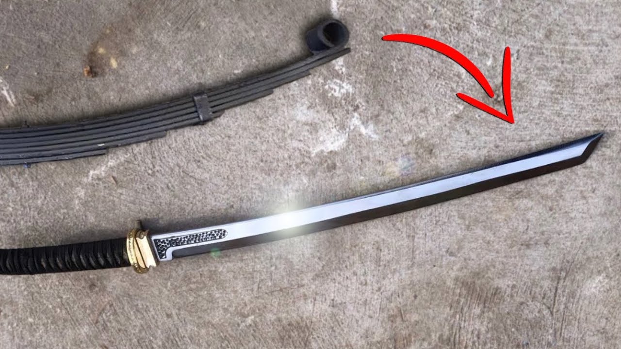 Making A Sword Out Of Rusted A Spring Youtube