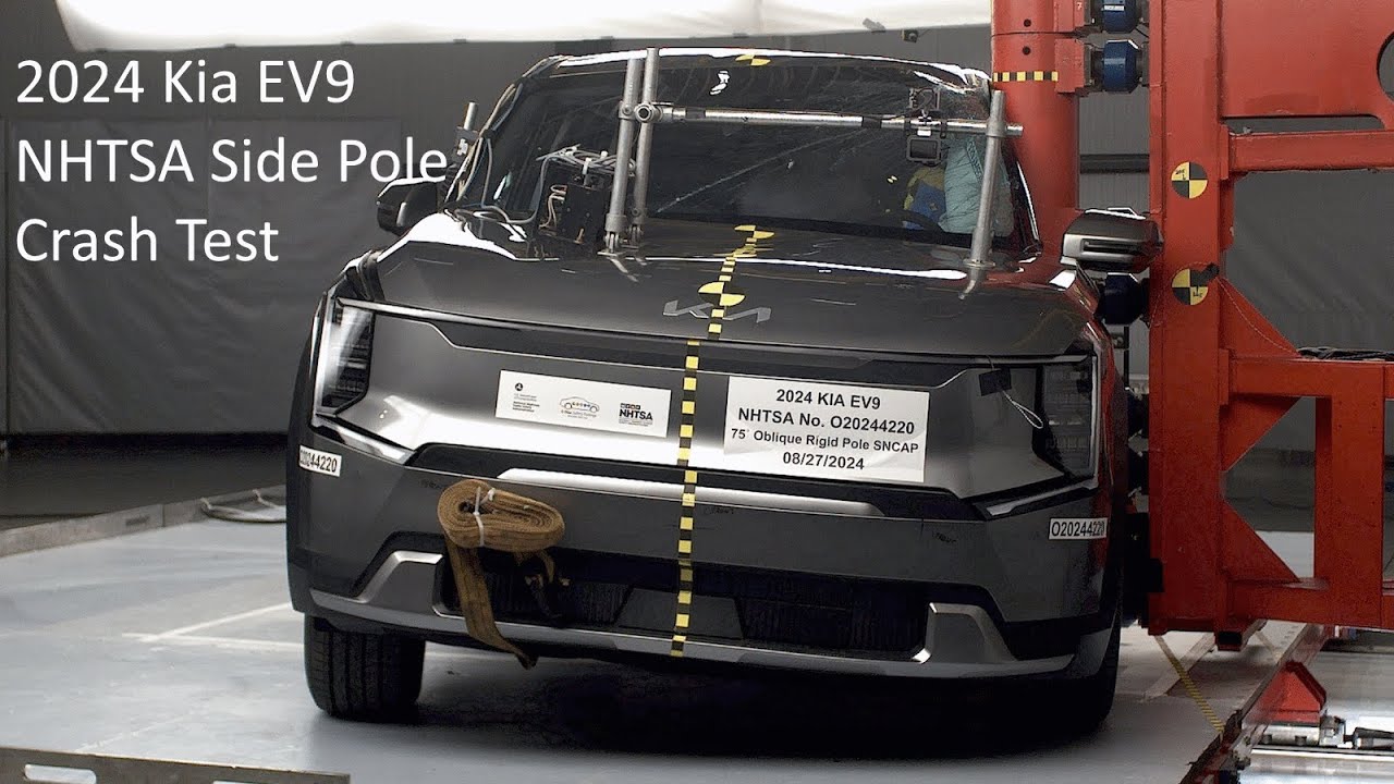 2024-2025 Kia EV9 NHTSA Side Pole Crash Test - YouTube