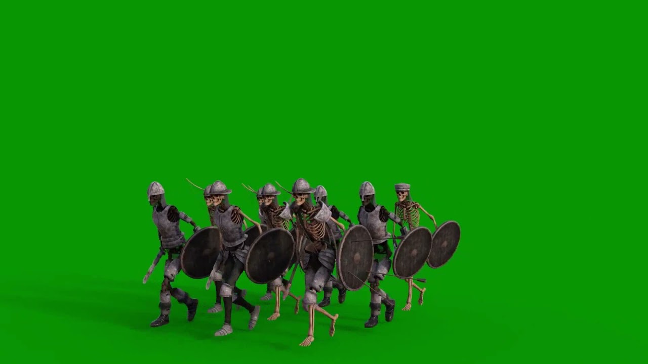 Skeleton Army marching Green Screen - YouTube