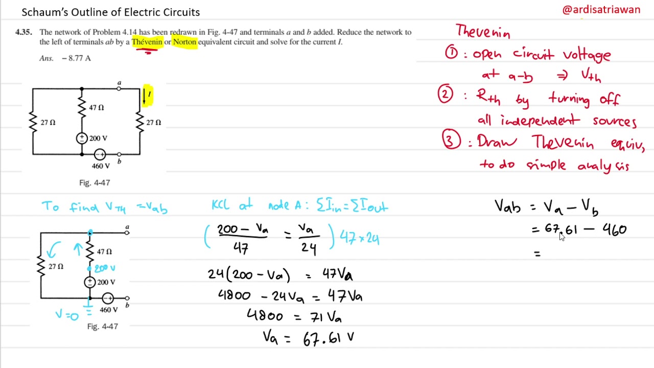Schaum's Outline Electric Circuits Problem 4.35 - YouTube