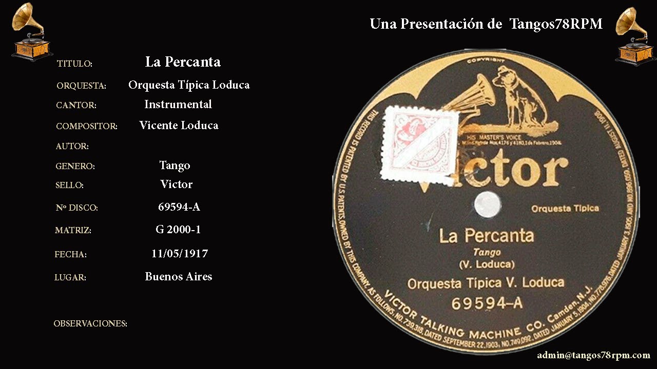 "La Percanta" Orquesta Tipica Loduca (Victor 69594-A) 1917 - YouTube