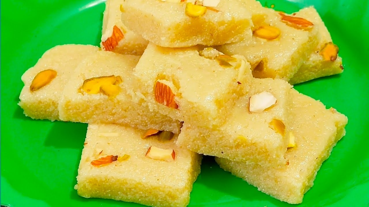 Indian sweet recipe | Suji ki barfi recipe | Rava barfi recipe, suji ...