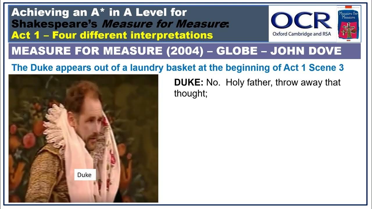 Measure for Measure - Act 1 - Key moments from four different ...