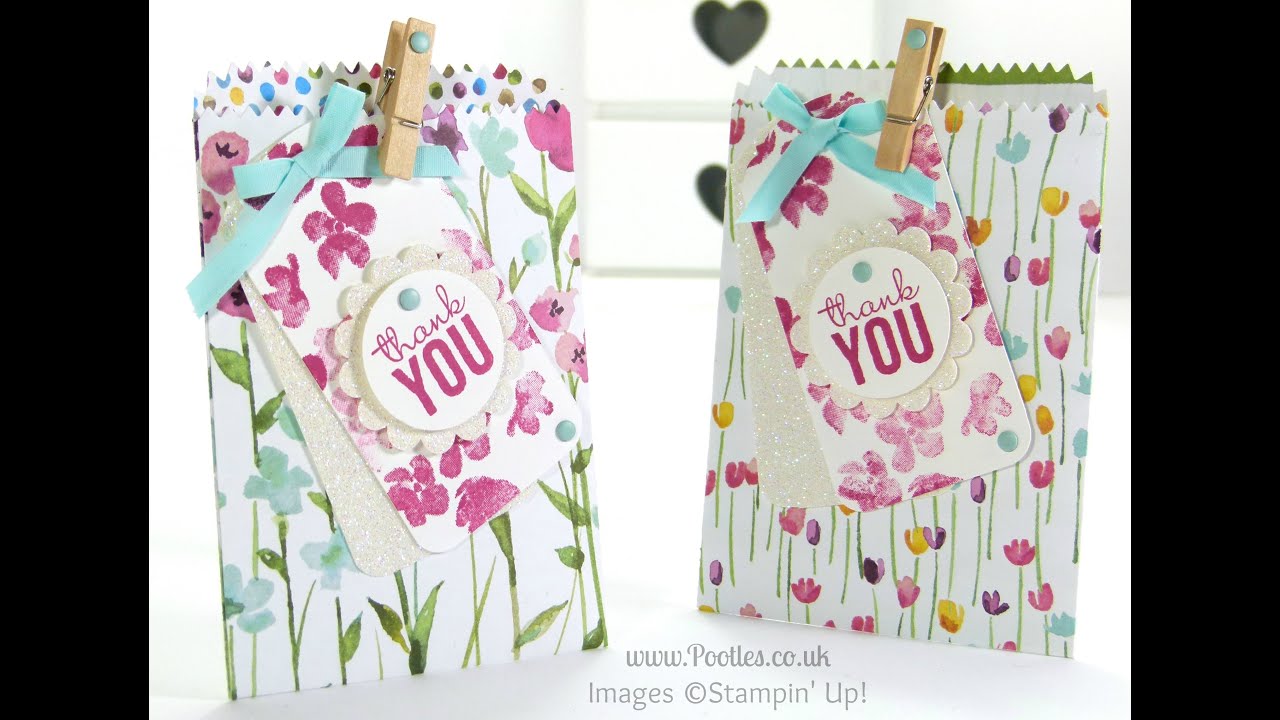 Stampin' Up! UK Painted Blooms Mini Treat Bag Tip Tutorial - YouTube