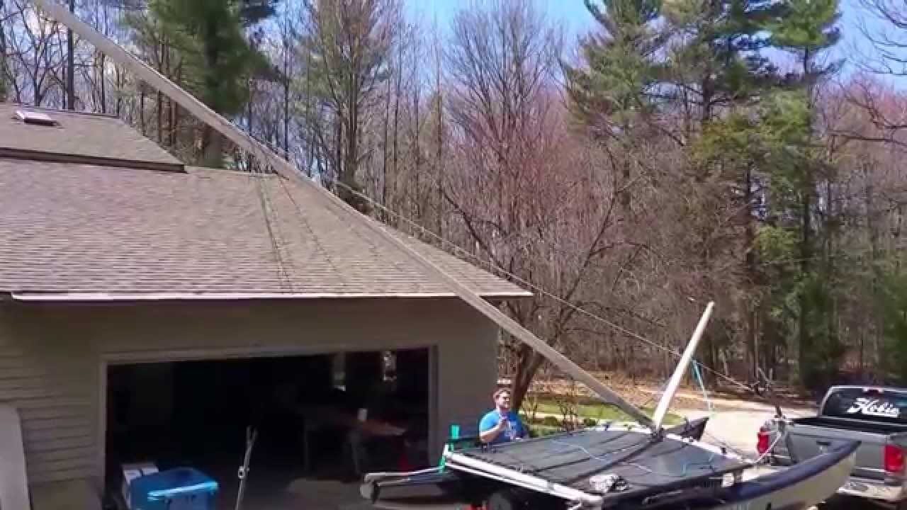 Mast stepping a Hobie 16 the easy way. - YouTube