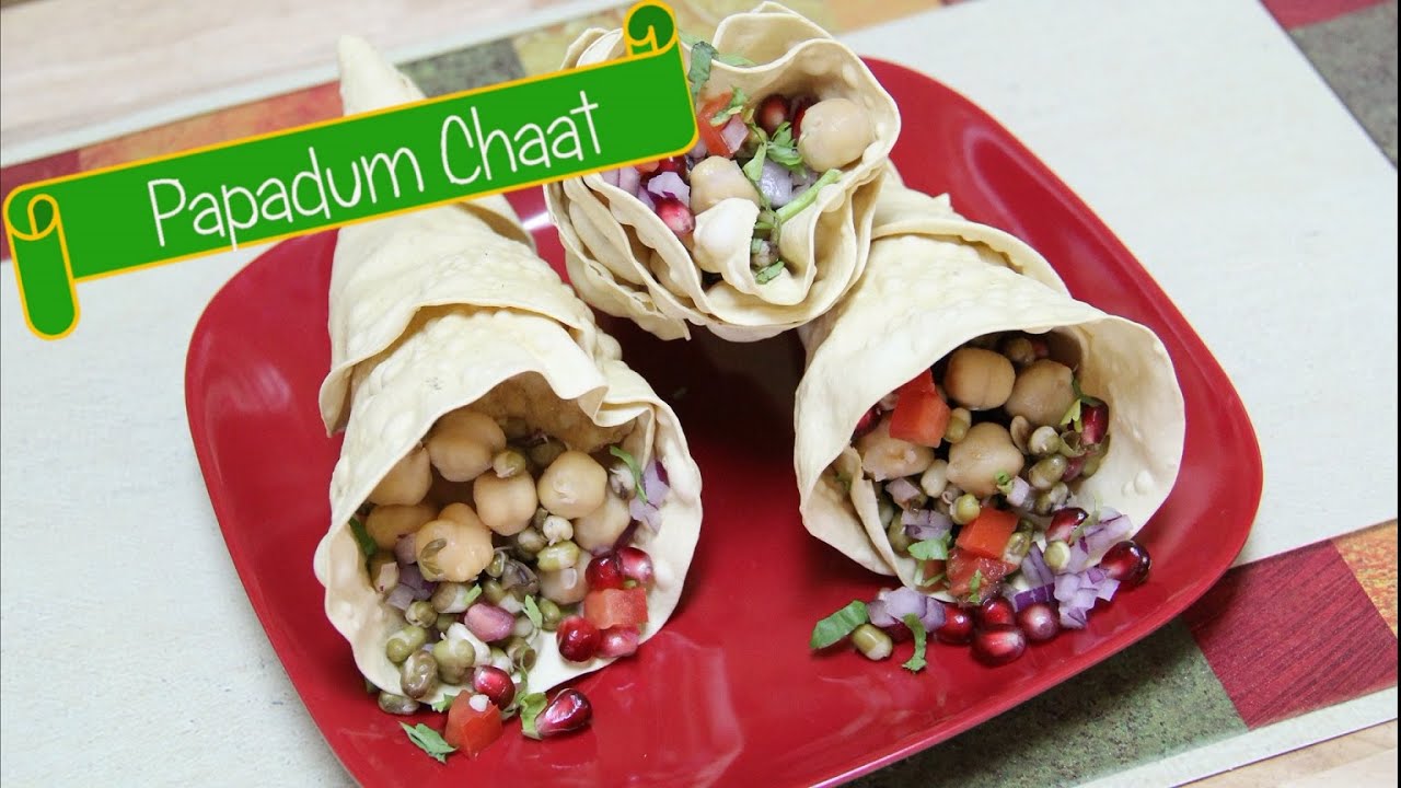 Chatpata Papadum or Papad Cone Chaat Video Recipe by Bhavna - YouTube