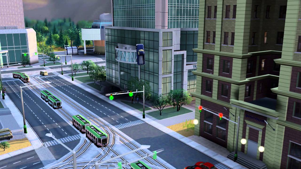 SimCity Close up vehicle driving to building on top of building - YouTube