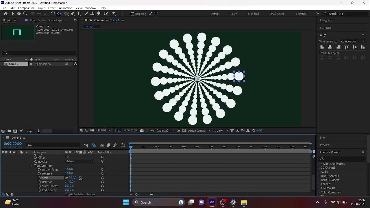 After effect 8 how to make shape via repeater property - YouTube