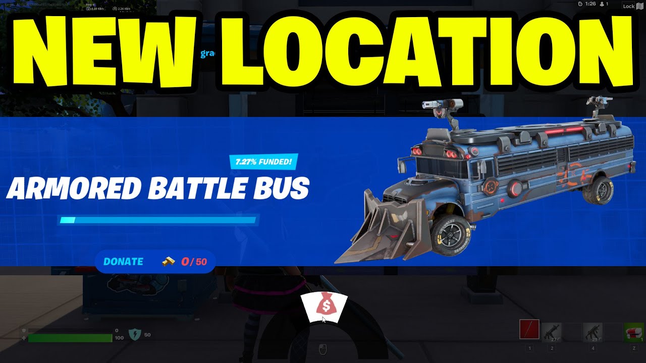 Fortnite NEW Armored Battle Bus Funding Location (3rd Battle Bus) - YouTube