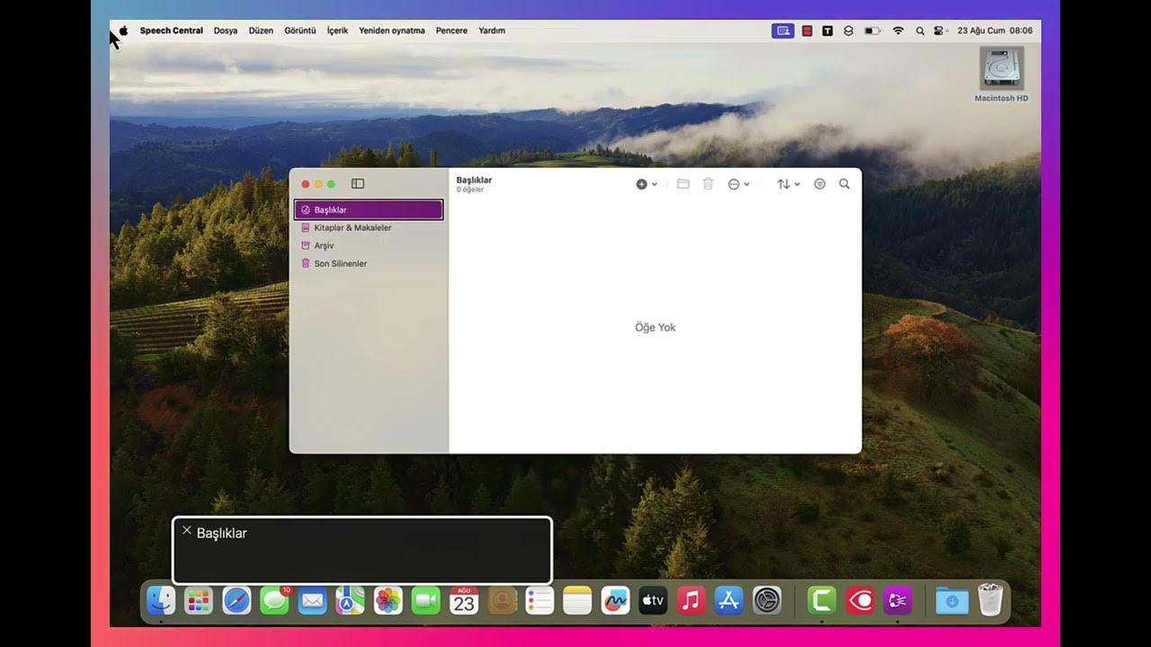 mac os üzerinde speech central konuşma merkezi uygulaması ile kitap okuma deneyimleri - YouTube
