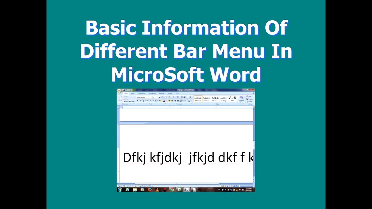 Basic Information Of Different Bar And Menu In MicroSoft Word - YouTube