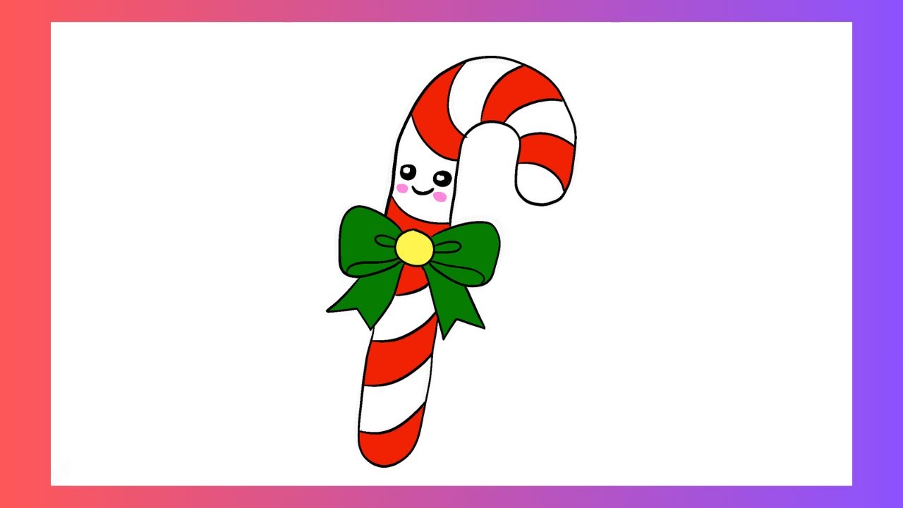 🍭 How to Draw a Cute Candy Cane 🎄 | Easy Christmas Drawing for Kids ...