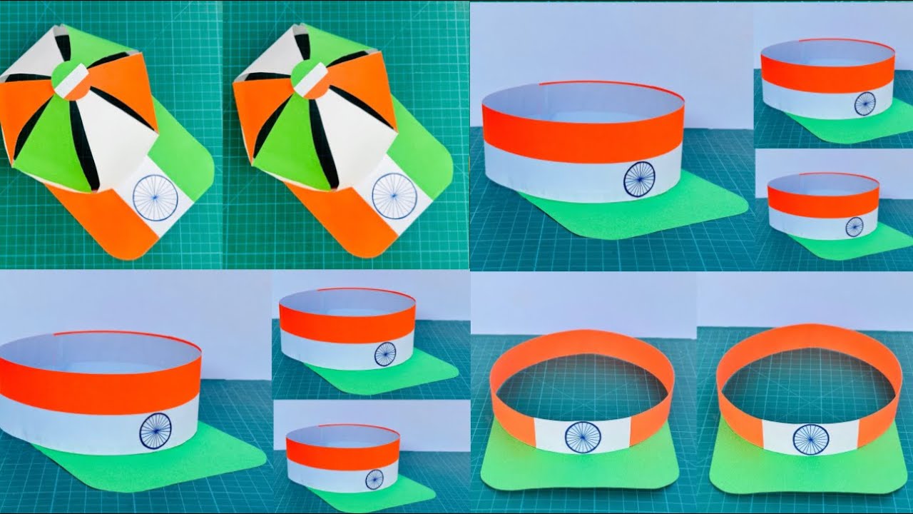 Three Varieties Tricolour cap | Republic Day Craft Easy | Indian Cap ...