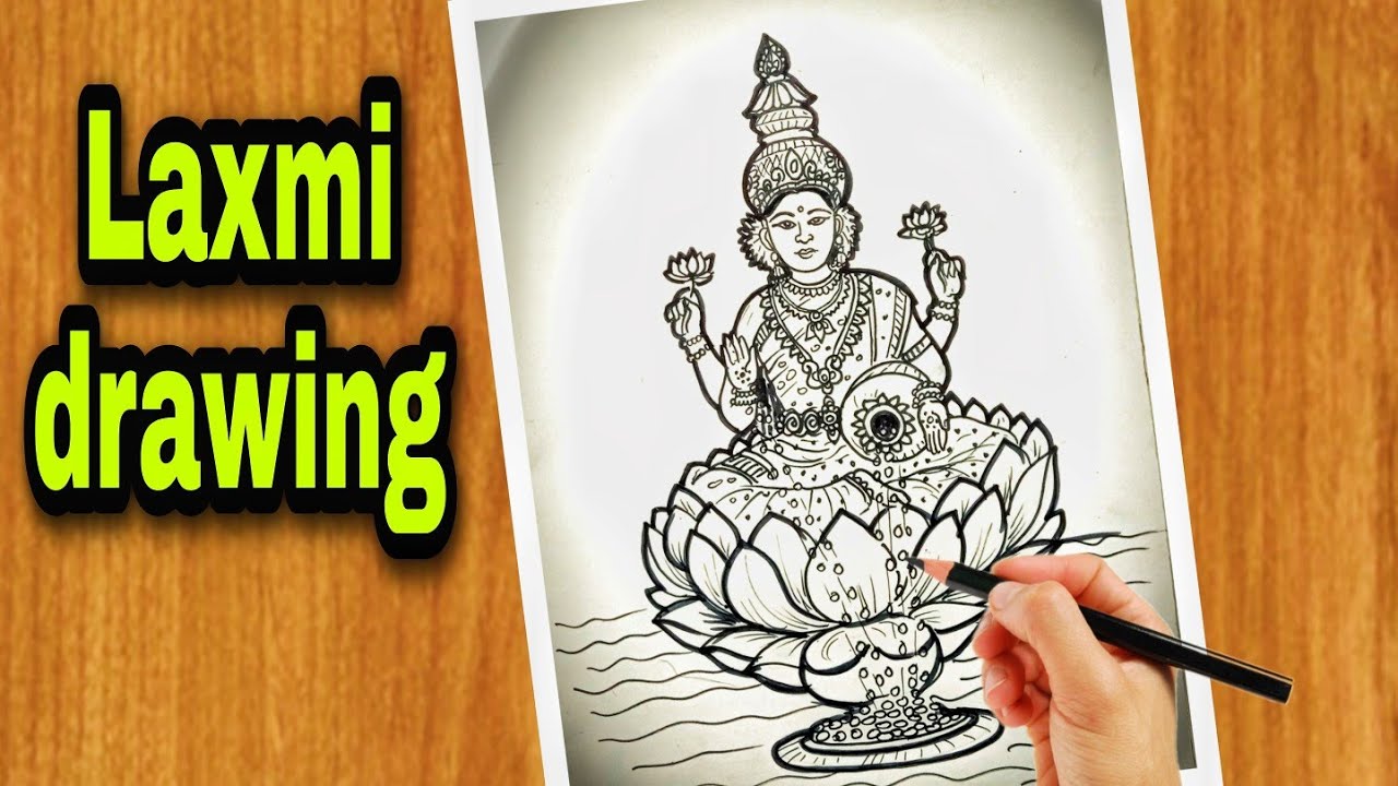 Maa lakshmi ji Drawing step by step/Laxmi devi,Laxmi mata Drawing easy ...