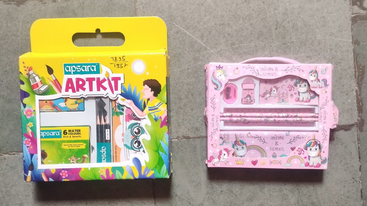 😍😍Unboxing Apsara Art Kit Vs Unicorn Stationery kit | Drawing Material ...