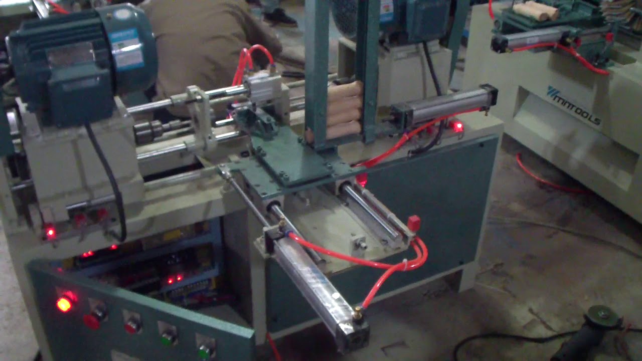 wood handle deep holes boring machine- test production - YouTube