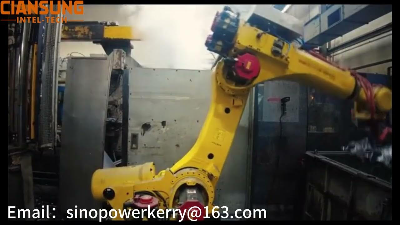 Robotic aluminum die casting loading and unloading transfer automation - YouTube