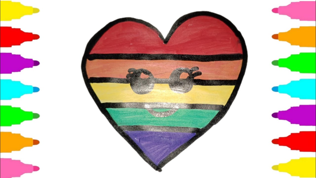 How To Draw a Heart || Drawing And Coloring a Cute Rainbow Heart For ...