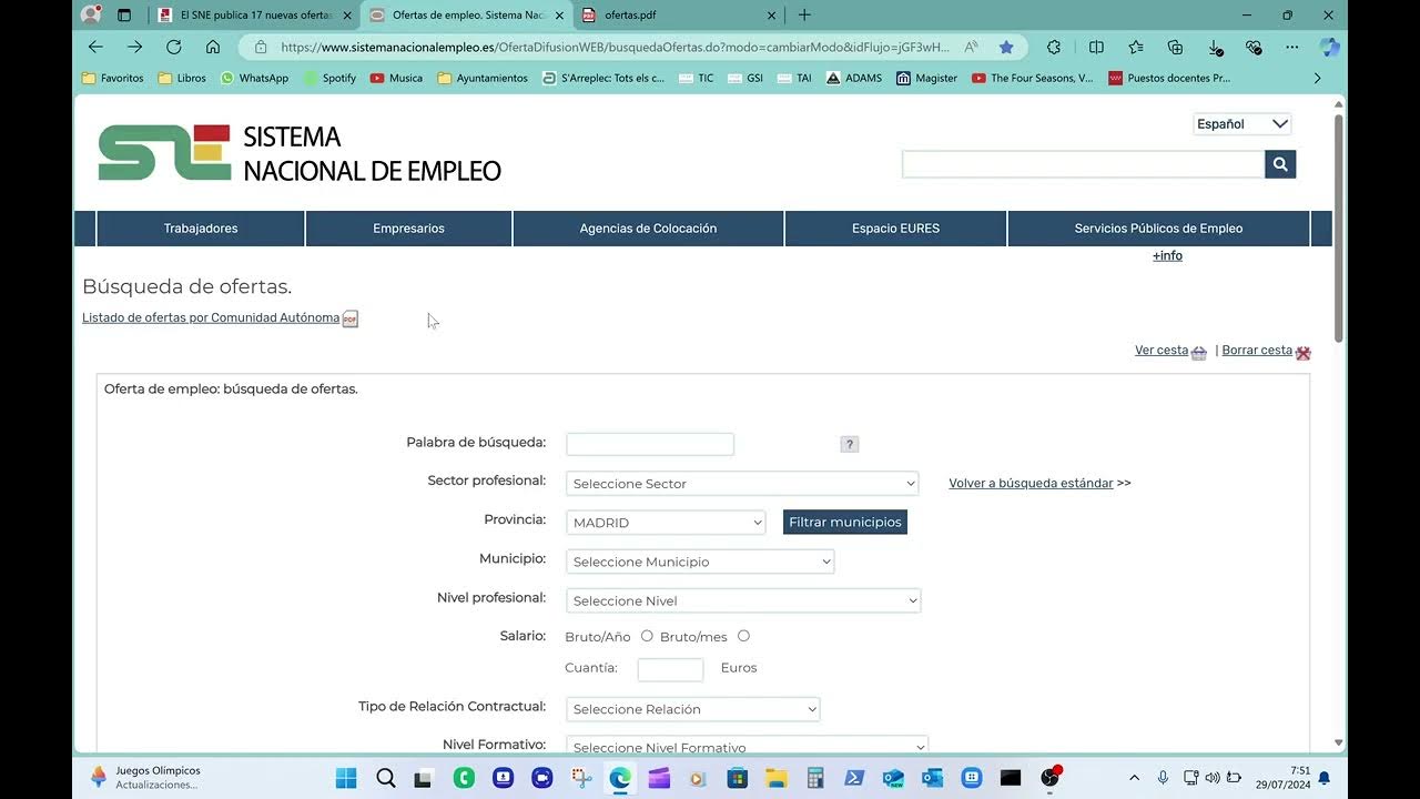 Ofertas de Empleo Sistema Nacional de Empleo. Profesor Ingeniero Informático Eduardo Rojo ...